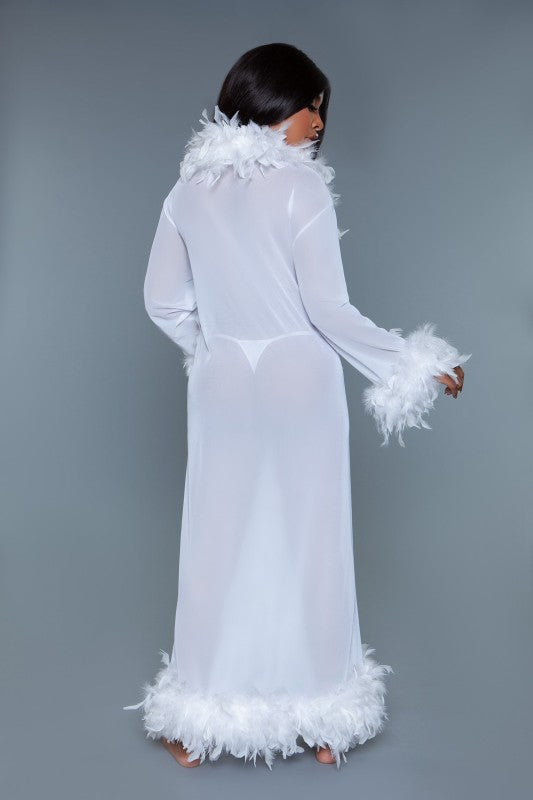 Glamour Sexy Sheer Feather Accented Robe